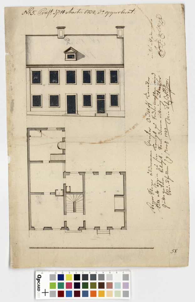 Ritning över hus vid Götgatan - Stockholmskällan