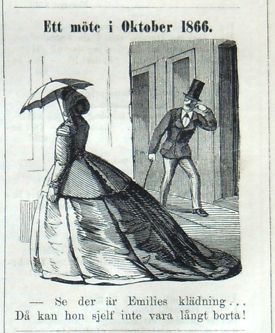 Fem dräkter. Dammode från mitten av 1850-talet - Stockholmskällan