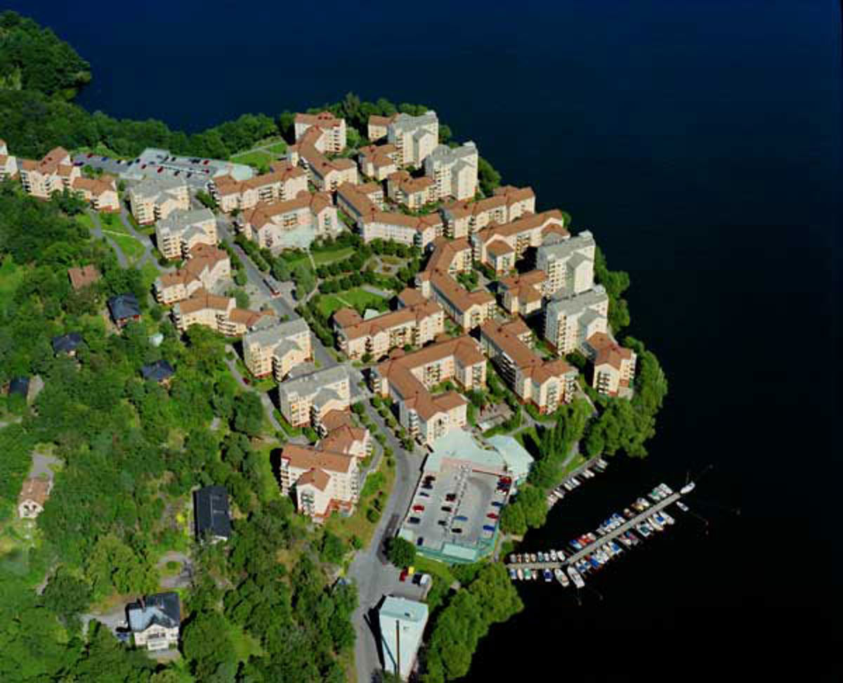 Flygfoto över Minneberg - Stockholmskällan