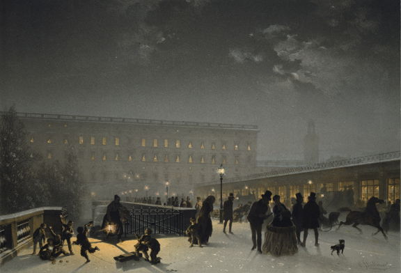 Norrbro, Stockholm, kvällsbild - Stockholmskällan