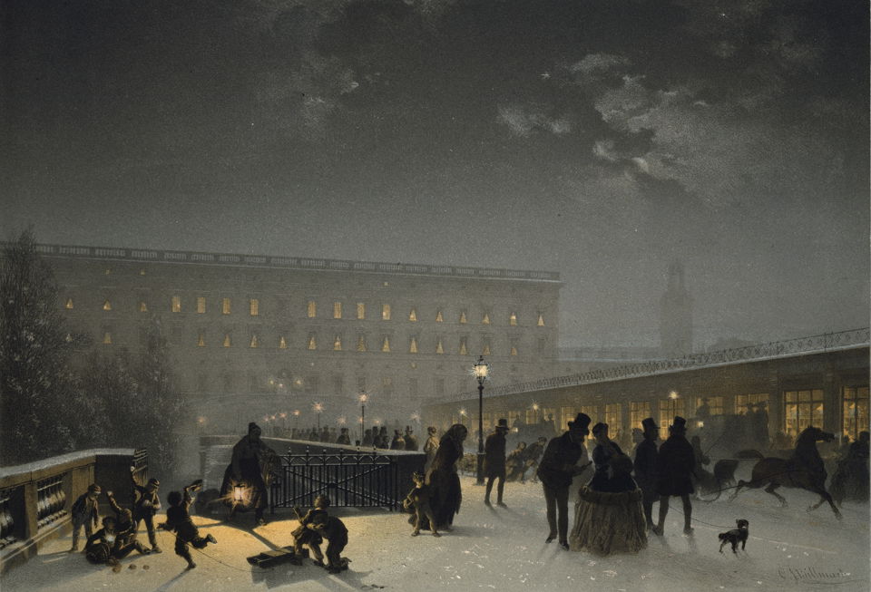 Norrbro, Stockholm, kvällsbild - Stockholmskällan