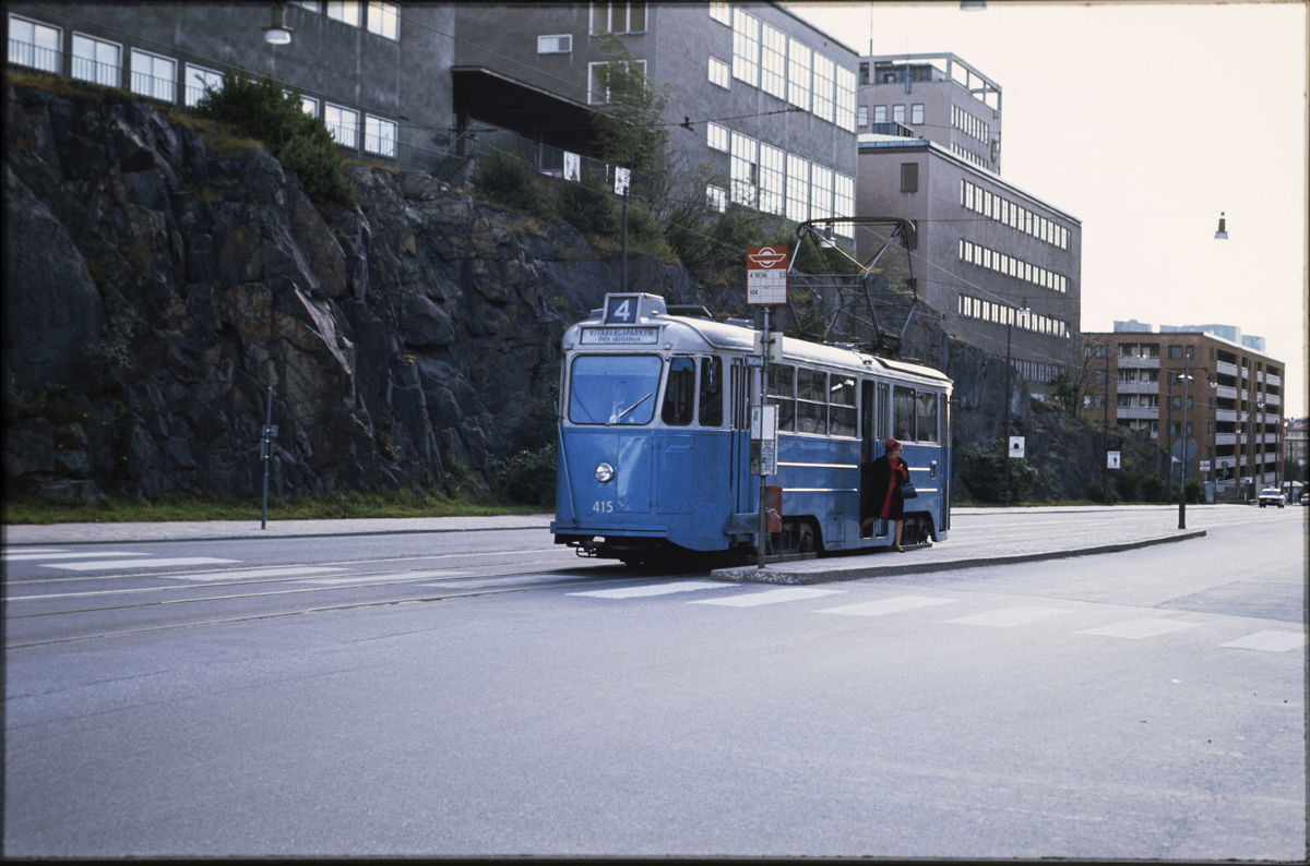 Spårvagn på linje 4 på Hornsgatan sommaren 1967 - Stockholmskällan