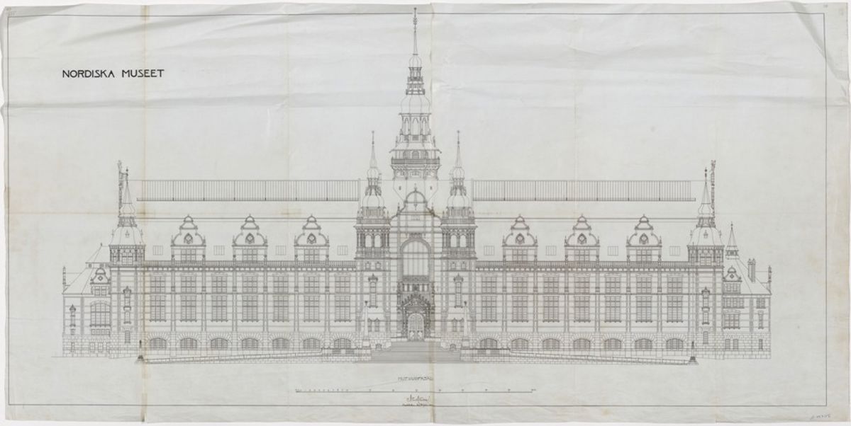 Ritning av Nordiska museet från 1907 - Stockholmskällan
