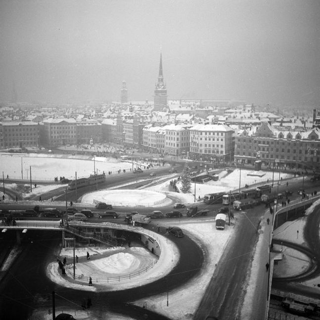 Utsikt från Katarinahissen över Slussen mot Gamla Stan - Stockholmskällan